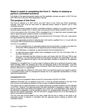 Fillable Online Form C Notes for completion - FCA Handbook - Financial ...