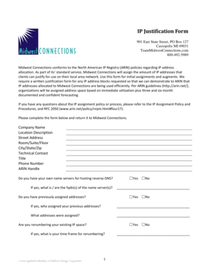Fillable Online IP Justification Form - Midwest Energy Cooperative Fax ...