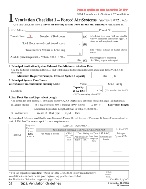 Fillable Online Ventilation Checklist 1Forced Air Systems SENTENCE ...