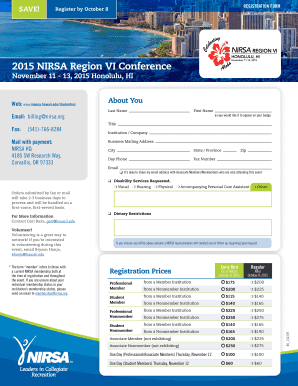 Fillable Online 2015 NIRSA egion VI Conference Fax Email Print - pdfFiller