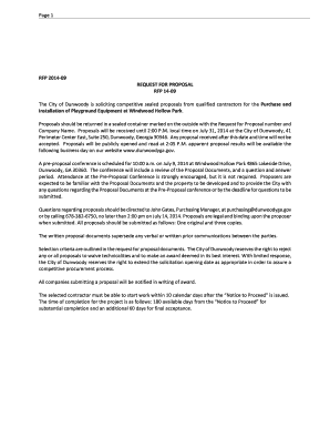 Fillable Online RFP 09 REQUEST FOR PROPOSAL RFP 14 09 Purchase and Fax ...