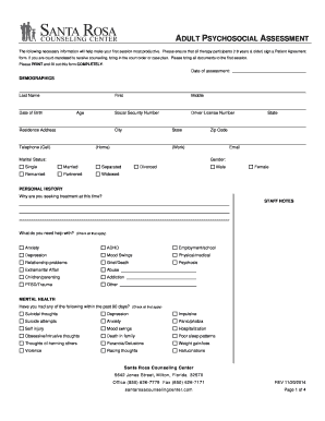 Fillable Online fillable psychosocial assessment form Fax Email Print ...