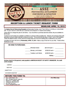 Fillable Online RECEPTION LUNCH TICKET REQUEST FORM Fax Email Print ...