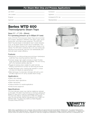 Fillable Online Series WTD 600 - Watts Water Technologies Fax Email Print - pdfFiller