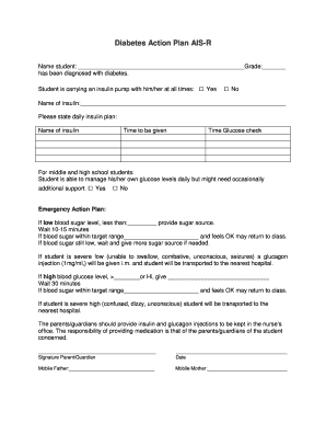Fillable Online aisr Diabetes Action Plan AIS-R Fax Email Print - pdfFiller