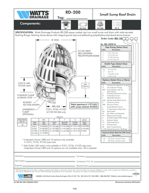 Fillable Online RD-200 Small Sump Roof Drain Tag Components Fax Email ...