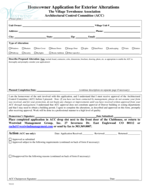 Fillable Online Homeowner Application for Exterior Alterations Fax ...