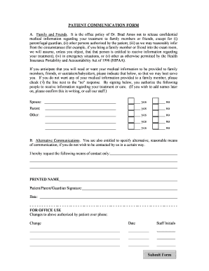 Fillable Online Patient Communication bFormb Fax Email Print - pdfFiller