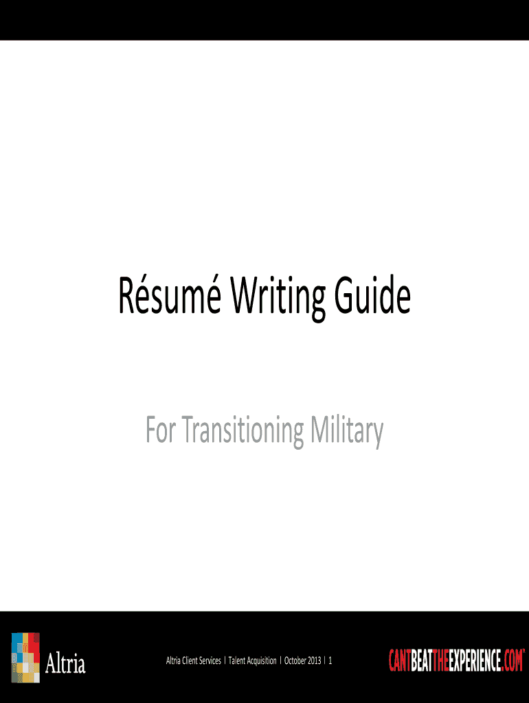 Fillable Online Rsum Writing Guide Fax Email Print - pdfFiller