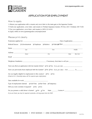 Fillable Online Application for employment - Portland Japanese Garden ...
