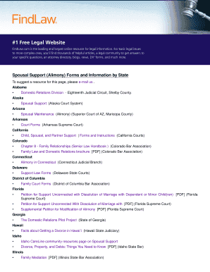 Fillable Online Spousal Support Alimony Forms and Information by State ...