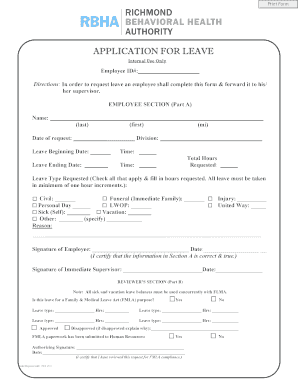 Fillable Online APPLICATION FOR LEAVE - b0374721netsolhostcomb Fax ...