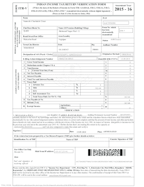 Fillable Online INDIAN INCOME TAX RETURN VERIFICATION FORM Assessment ...
