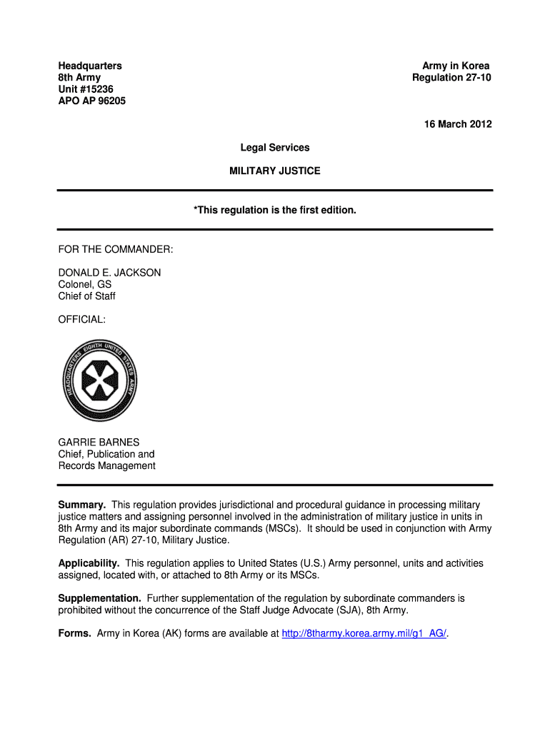 Fillable Online 8tharmy korea army Headquarters Army in Korea 8th Army ...