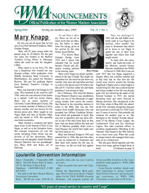 Fillable Online womenmarines Spring 2006 Serving our members since 1969 ...