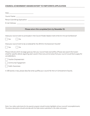 Fillable Online ILA Council Achievement Awards Guidelines and ...