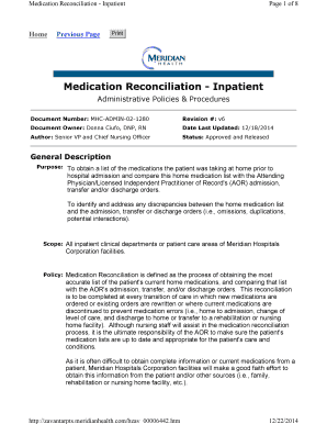 Fillable Online Medication Reconciliation - Inpatient Fax Email Print ...