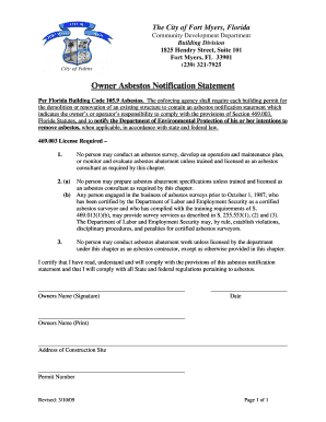 Fillable Online Owner Asbestos Notification Statement Fax Email Print ...