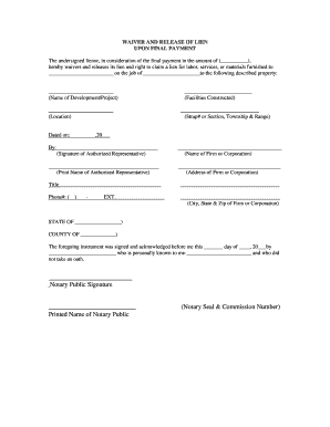 Fillable Online WAIVER AND RELEASE OF LIEN - Fort Myers Florida Fax ...