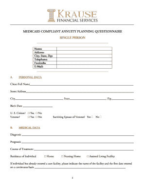 Fillable Online MEDICAID COMPLIANT ANNUITY PLANNING QUESTIONNAIRE ...