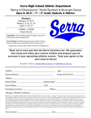 Fillable Online la-serrahs Youth Sports Camps - Junipero Serra High School - la-serrahs Fax ...