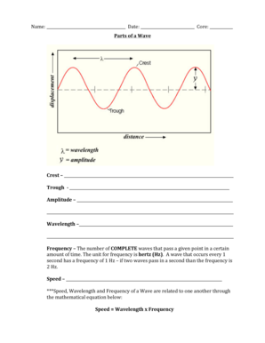 Fillable Online Parts of a Wave Worksheet - Delaware Valley Regional ...