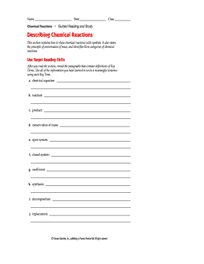 Fillable Online Chemical Reactions Describing Chemical Reactions Fax Email Print - pdfFiller