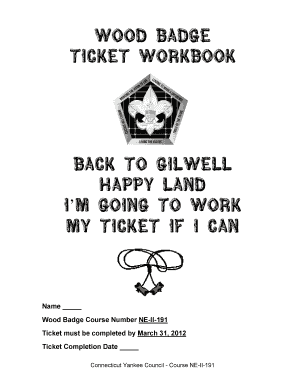 Fillable Online scatacook Wood badge Ticket workbook - Scatacook ...