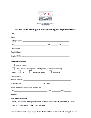 Fillable Online ieci IEC Instructor Training Certification Program ...