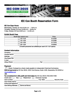 Fillable Online ieci IEC Con Booth Reservation Form - ieci Fax Email ...