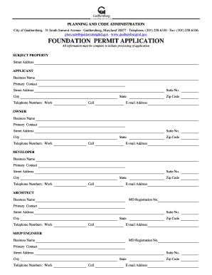 Fillable Online gaithersburgmd FOUNDATION PERMIT APPLICATION - Fax ...
