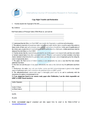 Fillable Online ijirt Copyright Form - IJIRTorg - ijirt Fax Email Print ...