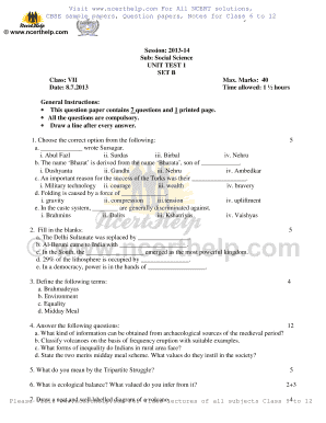 Fillable Online Last Year Question Paper For Class 7 Social Science2013 ...