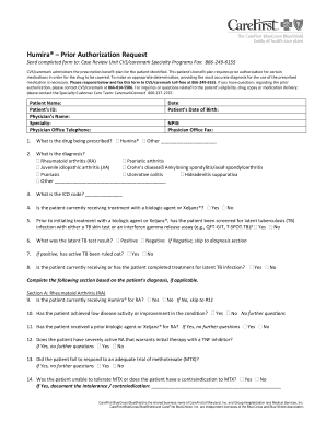 Fillable Online Humira Prior Authorization Request Send completed form ...
