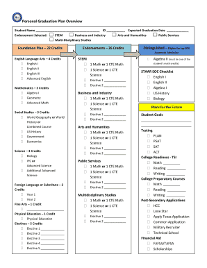 Fillable Online Personal Graduation Plan Overview - bcvisdorgb Fax ...