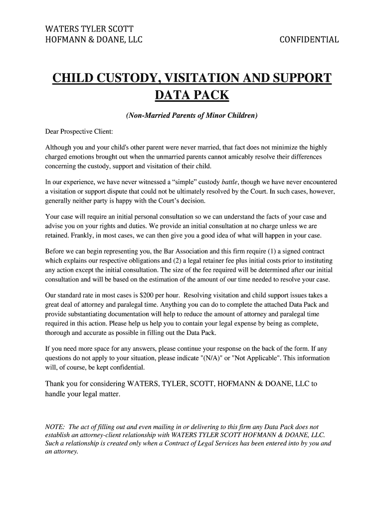 Fillable Online CHILD CUSTODY VISITATION AND SUPPORT DATA PACK Fax ...