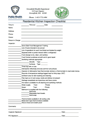 Fillable Online Residential Kitchen Inspection Checklist - bgreenfield ...