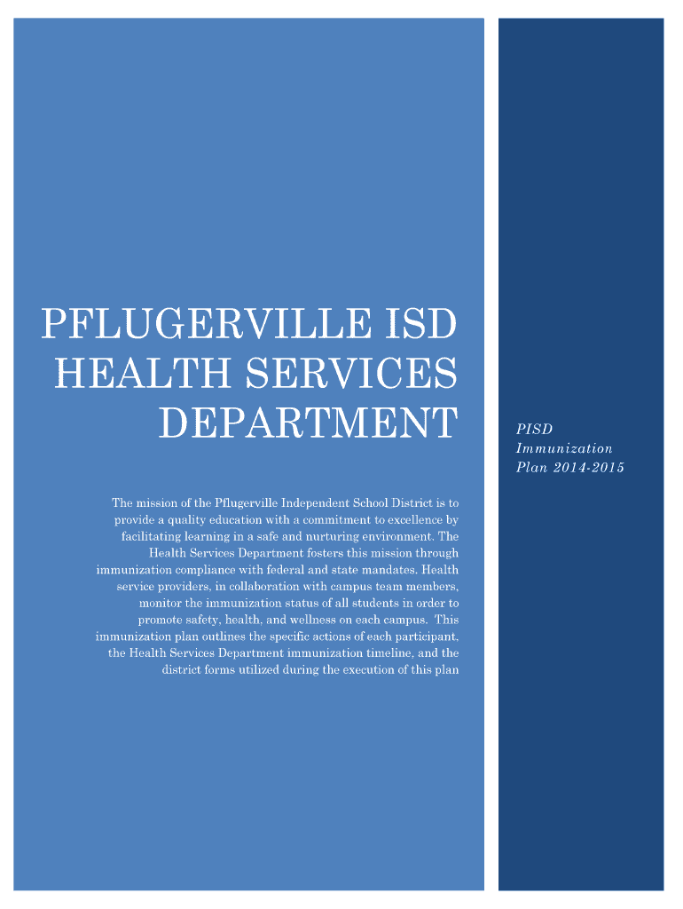 Fillable Online PFLUGERVILLE ISD HEALTH SERVICES DEPARTMENT PISD ...