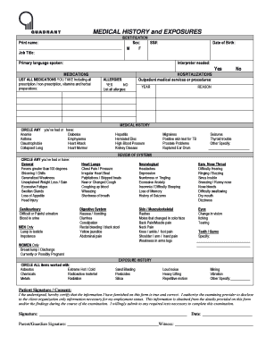 Fillable Online History and Exposure Form July 2010doc Fax Email Print ...