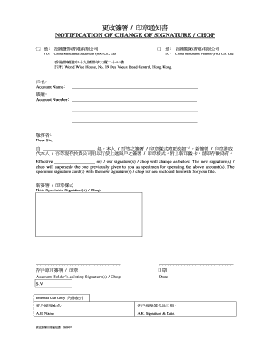 Fillable Online NOTIFICATION OF CHANGE OF SIGNATURE CHOP Fax Email ...