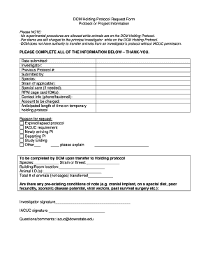 Fillable Online research downstate DCM Holding Protocol Request Form ...