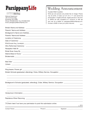 Fillable Online Wedding Announcement - The Record Fax Email Print ...