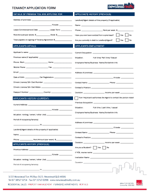 Fillable Online TENANCY APPLICATION FORMTENANCY APPLICATION FORM Fax ...