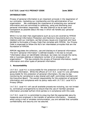 Fillable Online iatse411 IATSE Local 411 PRIVACY CODE June 2004 ...