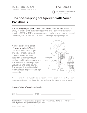 Fillable Online Tracheoesophageal Speech with Voice Prosthesis Fax ...