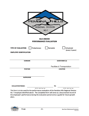 Fillable Online BUS DRIVER PERFORMANCE EVALUATION - DocuShare Fax Email ...