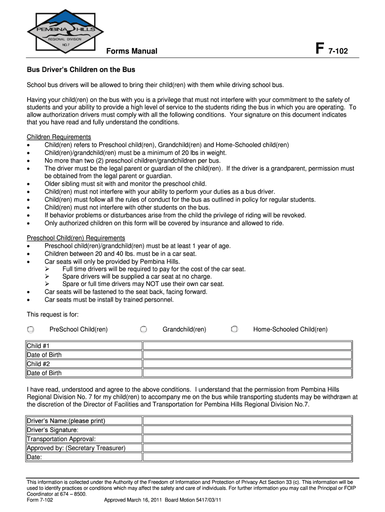 Fillable Online Forms Manual F 7-102 Fax Email Print - pdfFiller