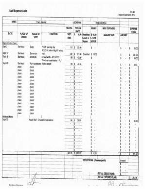 Fillable Online Staff Expense Claim Received December 8 2010 I I I I ...