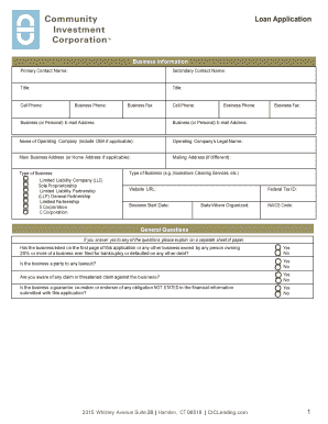 Fillable Online Cic lending application final final Fax Email Print ...