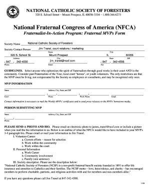 Fillable Online National Fraternal Congress of America NFCA Fax Email ...